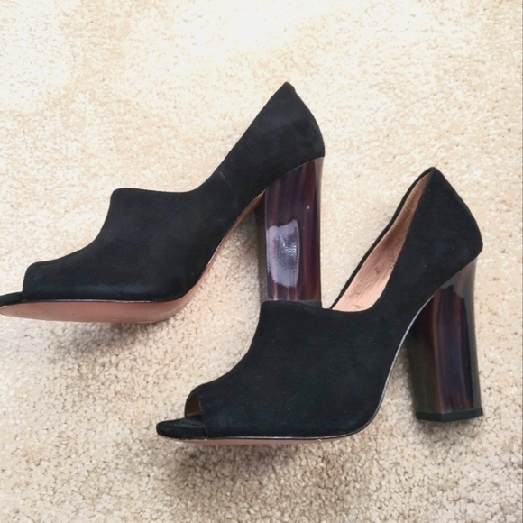 Coach | Shoes | Coach Black Suede Peek A Boo Toe Heels Sz7 | Poshmark